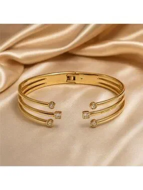 Michael Kors | Jewelry | Michael Kors Cz Open Cuff Bracelet Triple Row ...